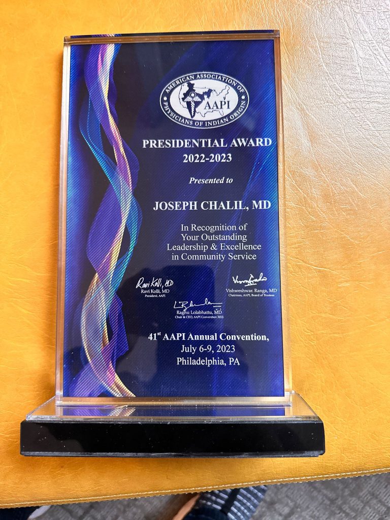 Dr. Joseph M. Chalil Honored with AAPI’s Presidential Award